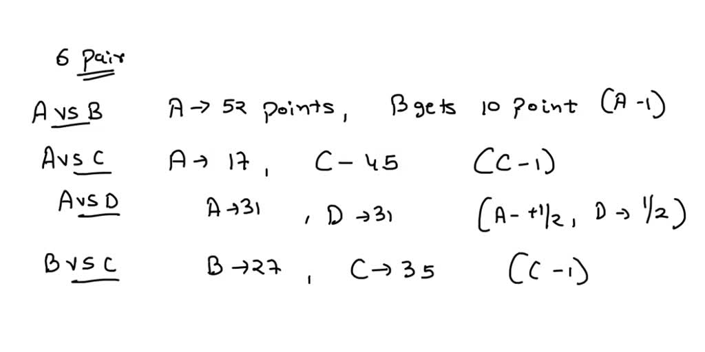 SOLVED: (d Using the pairwise comparison method, find the favorite ...