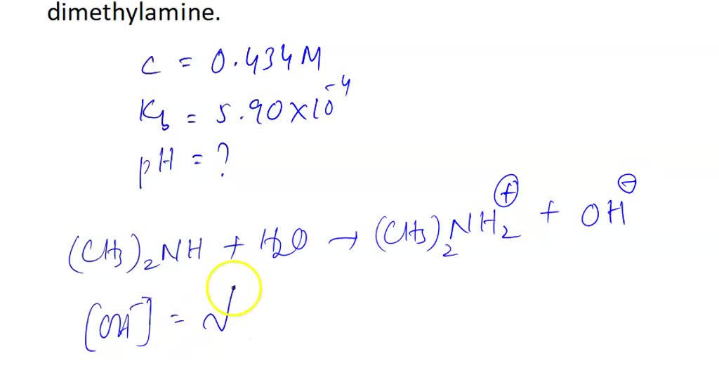 SOLVED: The Kb of dimethylamine [(CH3)2NH] is 5.90x10^â€“4 at 25Â°C ...
