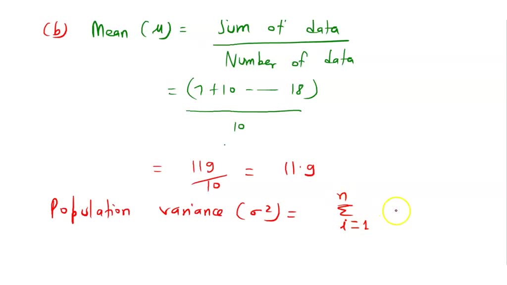 SOLVED: Calculate the range, population variance, and population ...