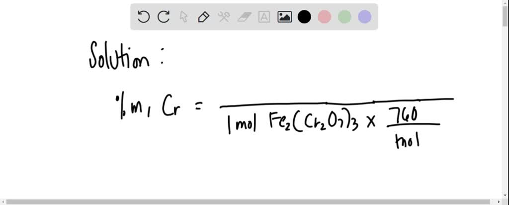 SOLVED: Calculate the mass % chromium in Fe2(Cr2O7)3 (MM = 760). Give the answer to 3 ...