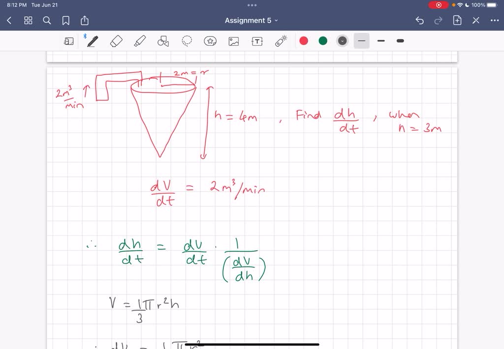 SOLVED: Problem 3: A water tank has the shape of an inverted circular ...