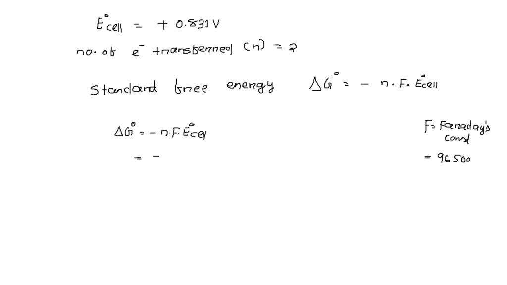 If the standard potential of a voltaic cell is + 0.831 V, what is the ...
