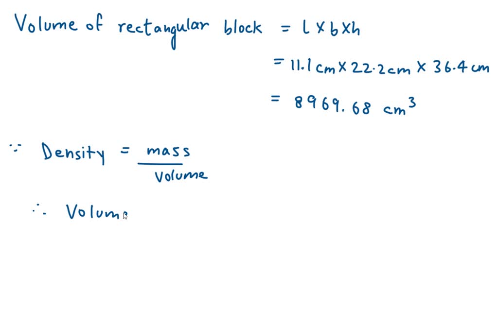 SOLVED: aluminum has a density of 2.70g/cm3. what is the mass of a ...
