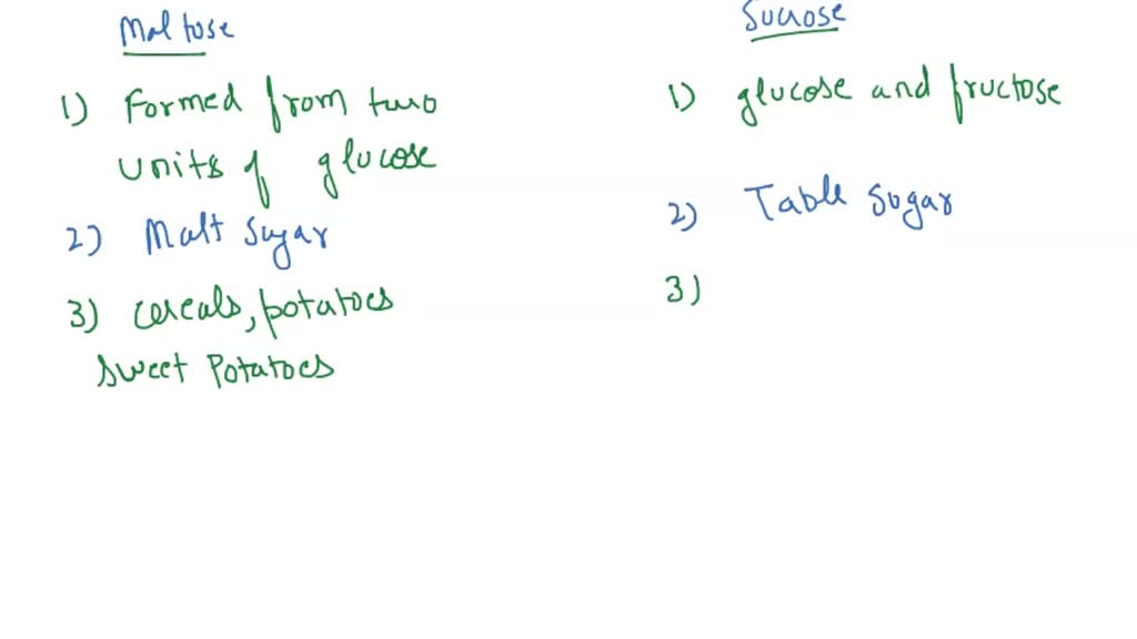 SOLVED: The structures of maltose and sucrose are shown: Compare and ...