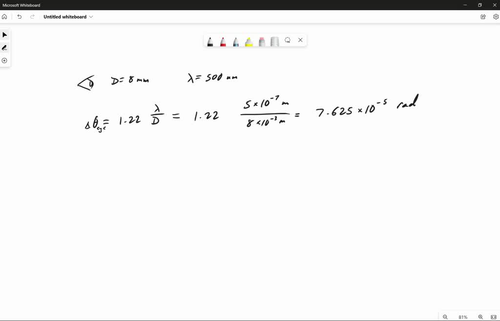 Solved 53 Diffraction Limit Of The Eye A Calculate The Diffraction