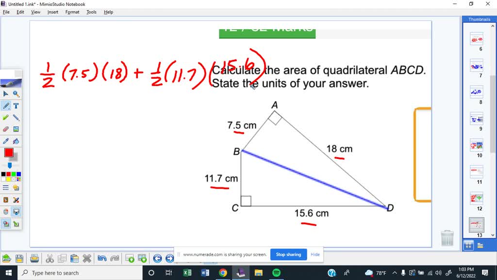 SOLVED: 'Calculate the area of quadrilateral ABCD state the units of ...