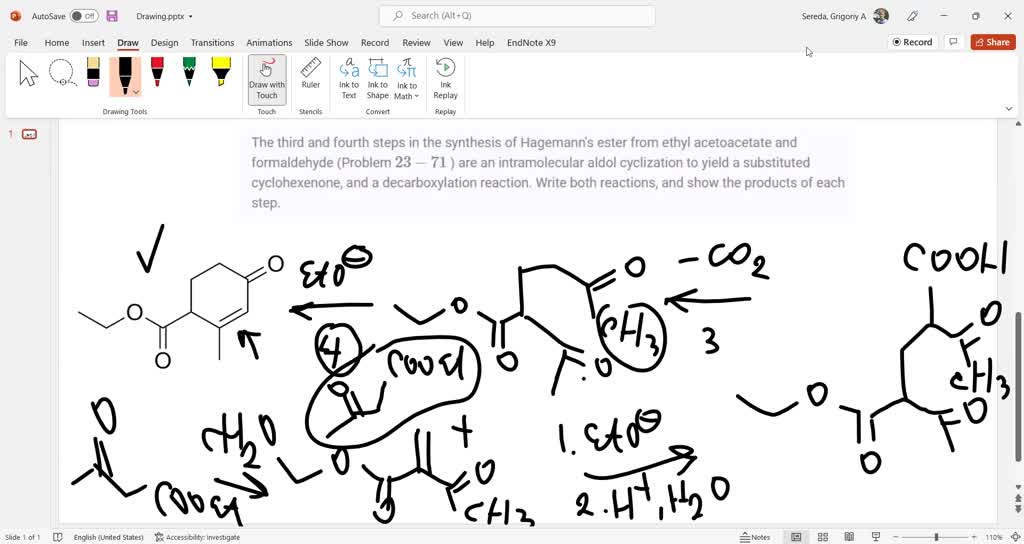 SOLVED: Two equivalents of ethyl acetoacetate eact with one equivalent ...