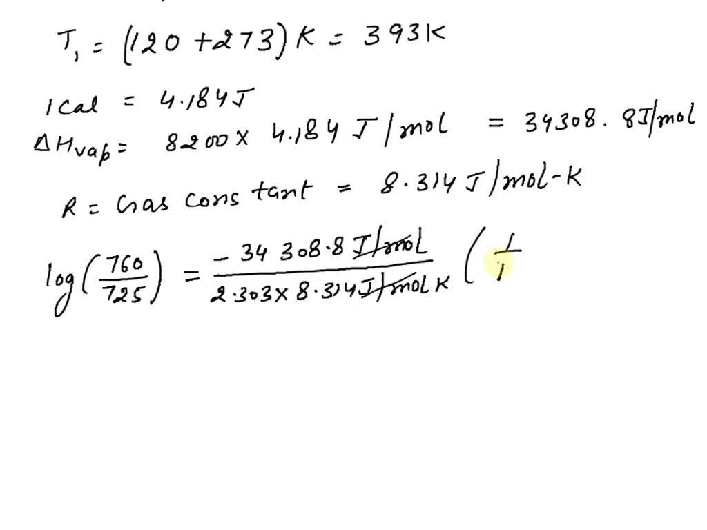 SOLVED: A liquid boils at 120 ° C under its pressure of 725 mmHg, its ...