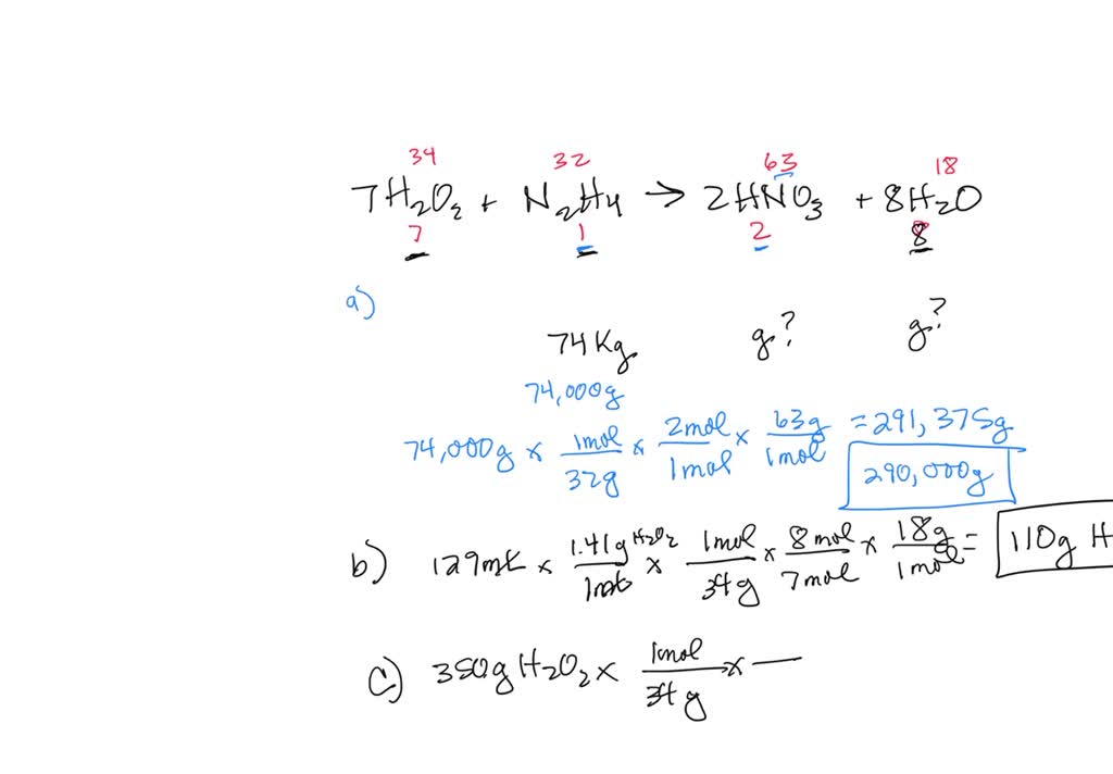 SOLVED: Hydrazine (N 2 H 4) and hydrogen peroxide (H 2 O 2 ) have been ...