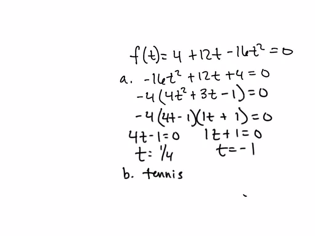 Alg1 7 17 Practice 3 A Tennis Ball Is Hit Straight Up In The Air And