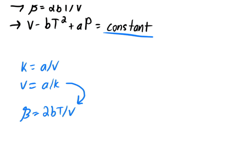 The Tait equation for liquids is written for an isotherm as: V=V0(1-(A P)/(B+P)) where V is ...