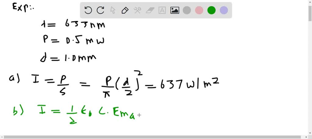 SOLVED: An instructor’s laser pointer produces a beam of light with a circular cross section of ...