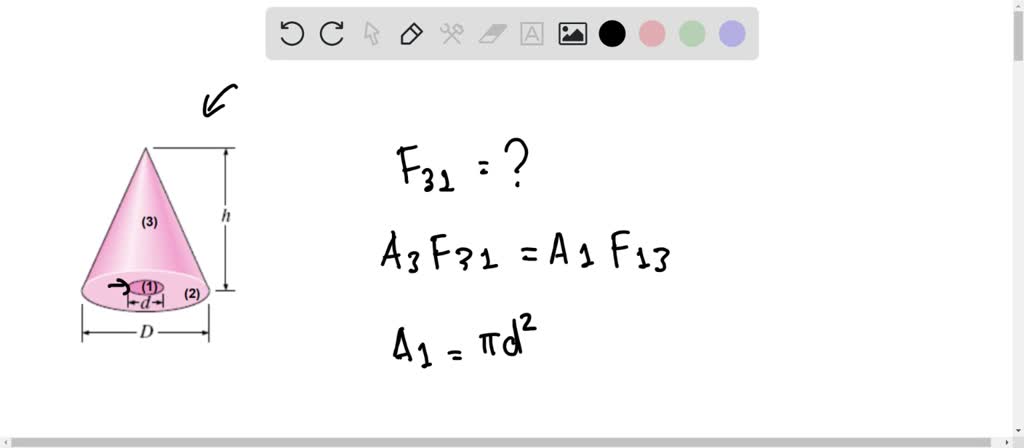 SOLVED: Consider a conical enclosure of height h and base diameter D ...