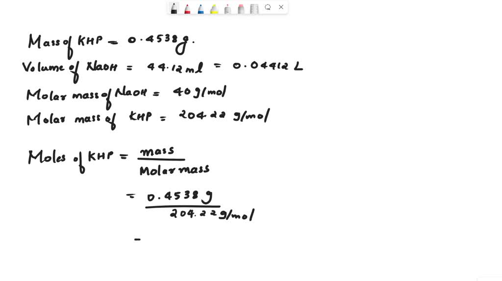 SOLVED: Suppose sodium hydroxide solution were to be standardized ...