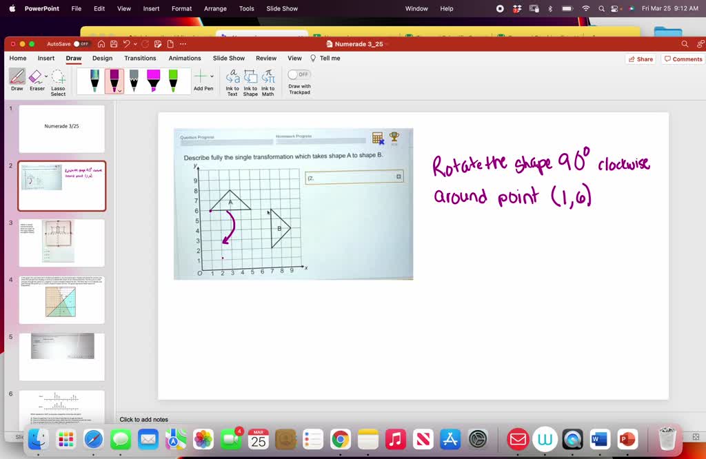 SOLVED: Describe fully the single transformation which takes shape A to ...