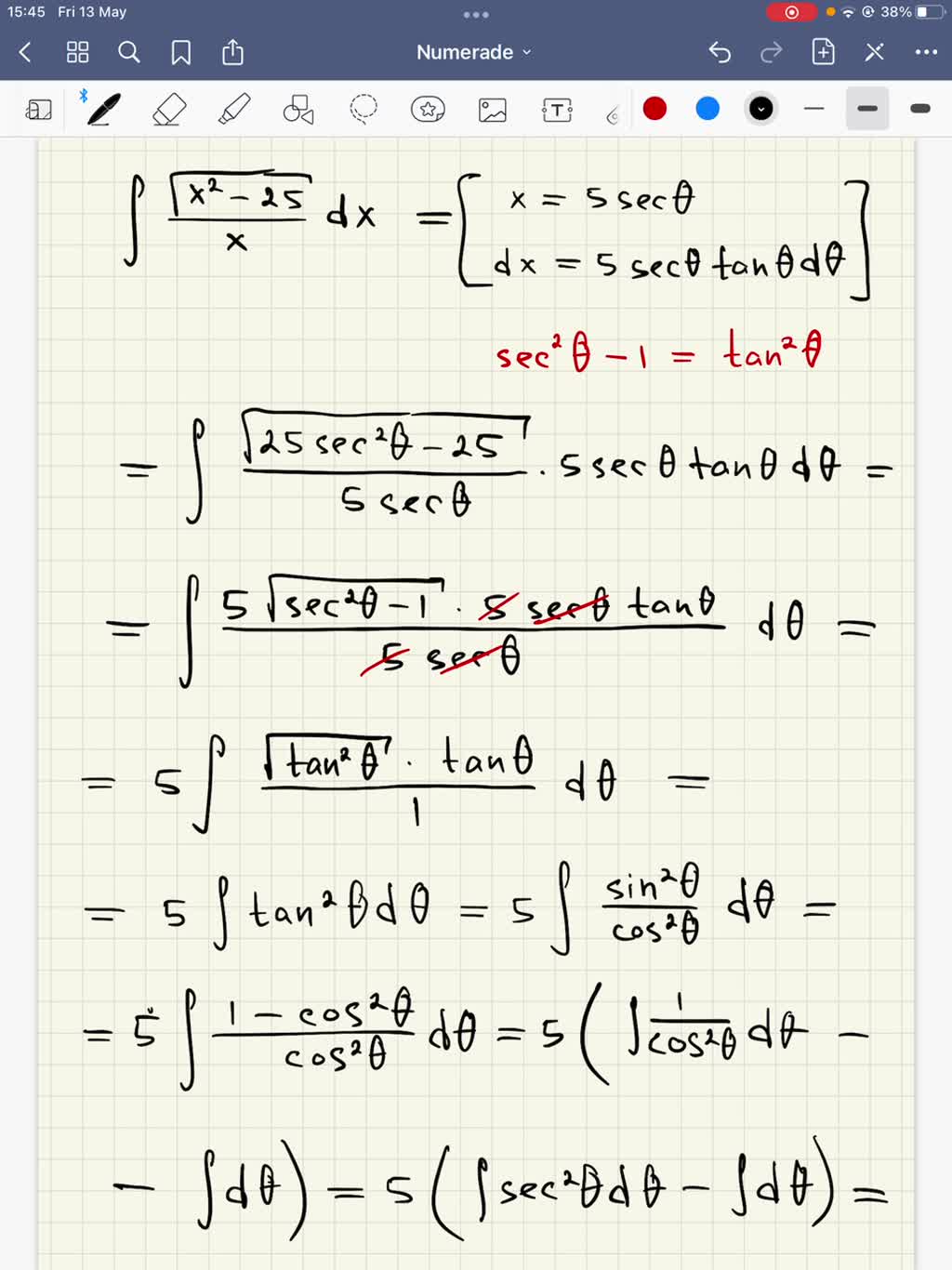 SOLVED: Evaluate the integral using the indicated trigonometric ...