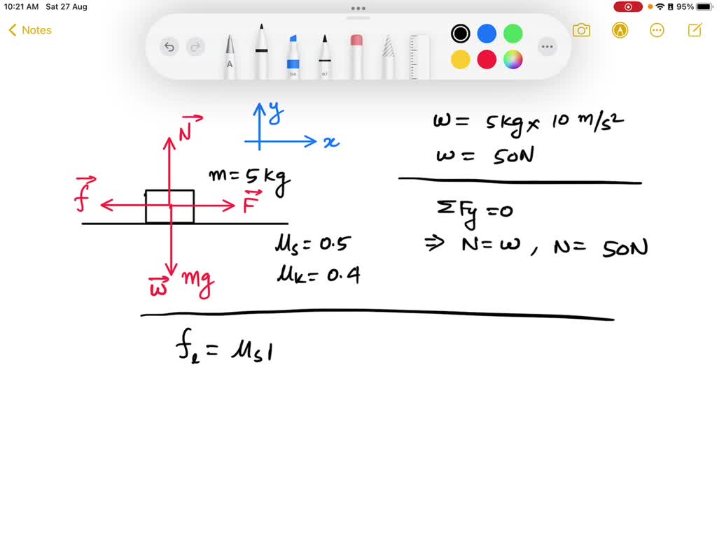 SOLVED: A body of mass 5kg is placed on a rough horizontal surface. If coefficients of static ...