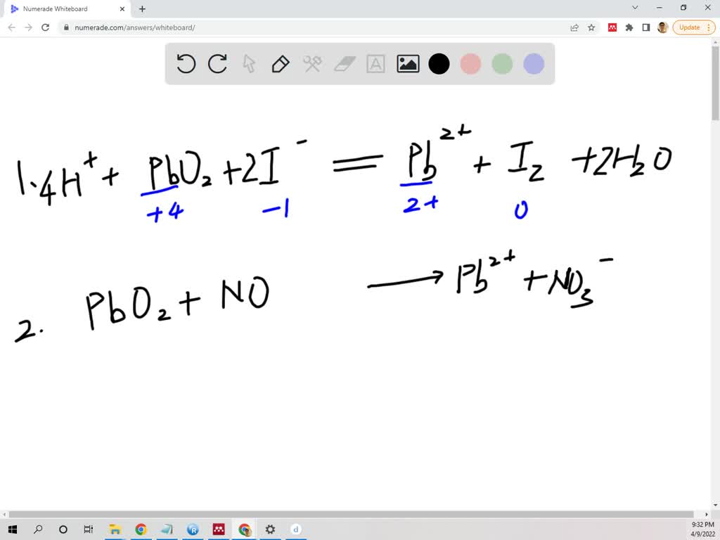 SOLVED: Balance each of the following redox reactions occurring in acidic solution. Part A. PbO2 ...