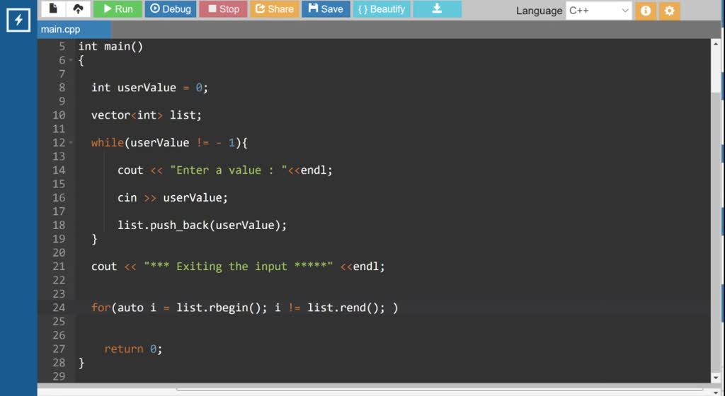 Solved In C Please Read Integers From Input And Store Each Integer Into A Vector Until 1