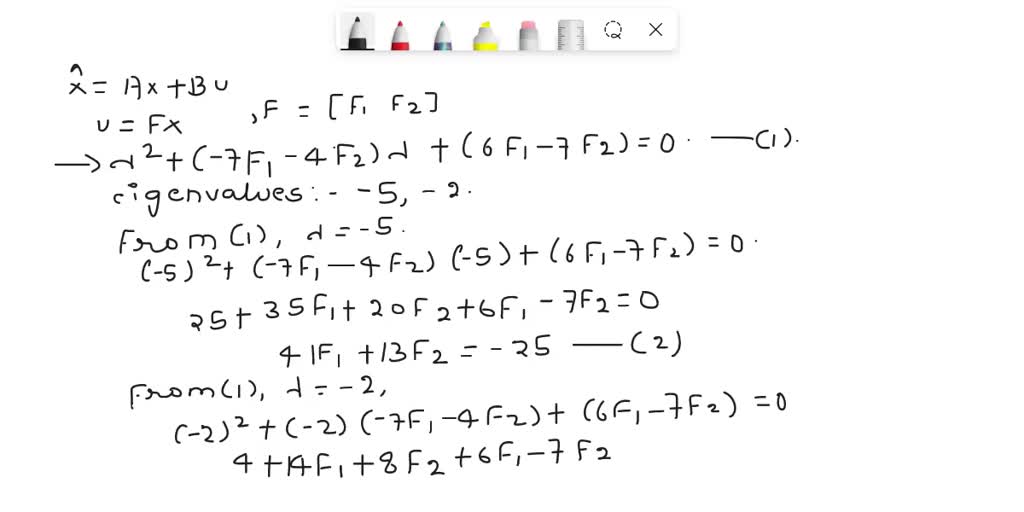 SOLVED: Question 6. Consider a state-feedback control system of the ... SOLVED: Question 6. Consider a state-feedback control system of the ...