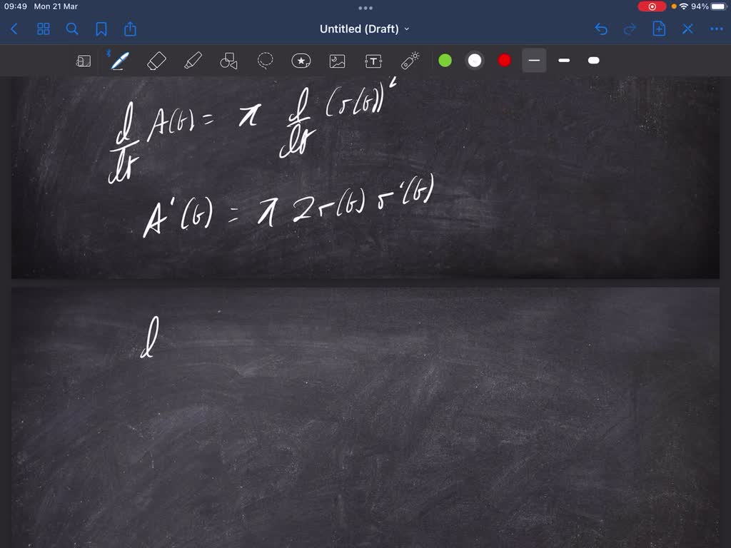 SOLVED: The radius of a circle is increasing at a rate of 5 ft/min. At ...