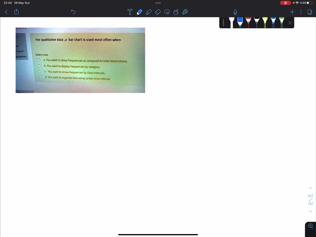 SOLVED: Multiple Choice Bar chart for qualitative data Bar chart for ...