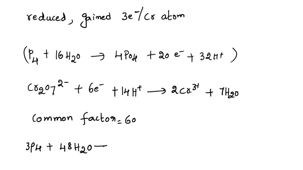 SOLVED: Balance by half reaction in acidic solution P4 + NO3- –> H3PO4 + NO