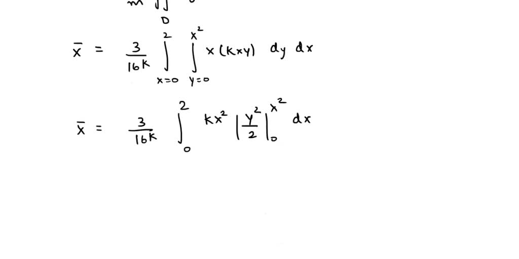 SOLVED: Find the mass and center of mass of the lamina bounded by the ...