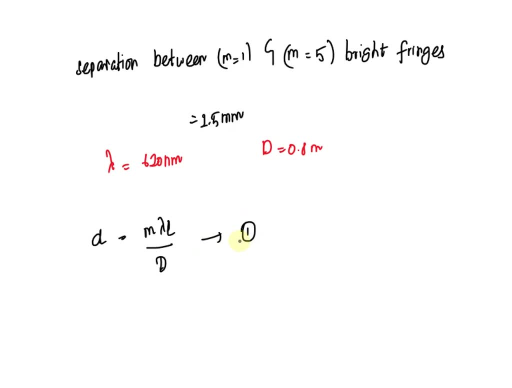 SOLVED: In Young's slit experiment, the separation between the first (m ...