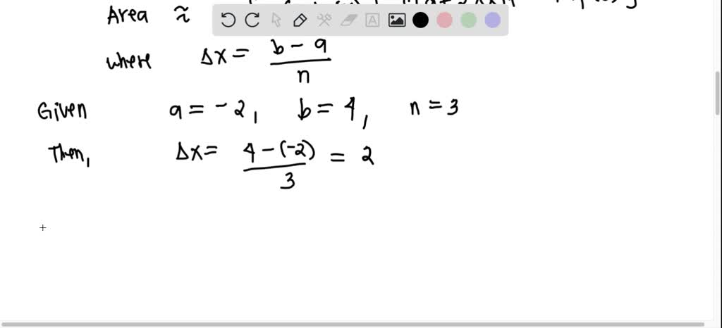 SOLVED: Approximate the area between h(w) and the x-axis from x = -2 to x = 4 using right ...