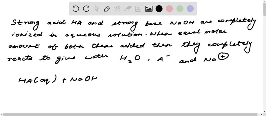 SOLVED: The strong acid HA is mixed with an equal molar amount of ...
