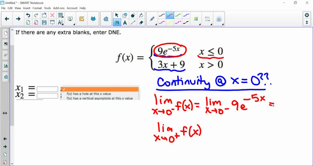 Solved Find X1 And X2 Where Fx Is Discontinuous If They Exist Suppose Fx 9x 92 