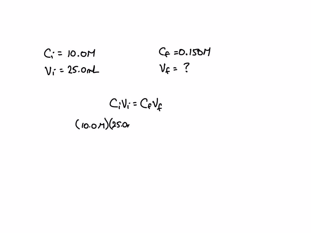 SOLVED: to what volume in mL should a chemist dilute 25.0 of 10.0 M H2SO4 solution to obtain a 0 ...