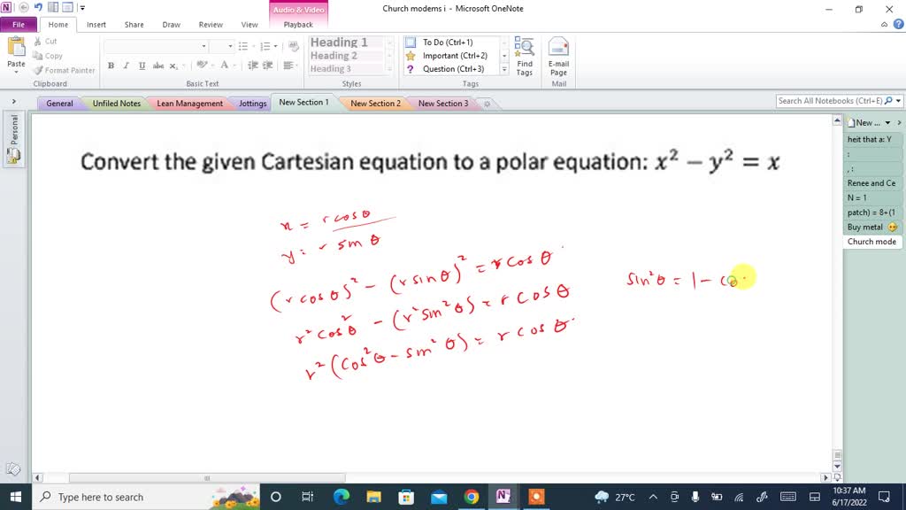 SOLVED: Convert the given Cartesian equation to a polar equation. Use ... SOLVED: Convert the given Cartesian equation to a polar equation. Use ...