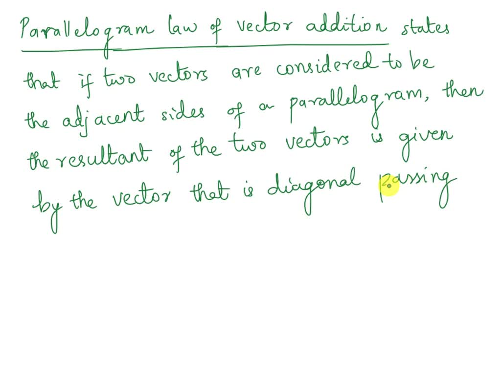 SOLVED: What is the parallelogram law of vector addition ? Derive an ... SOLVED: What is the parallelogram law of vector addition ? Derive an ...