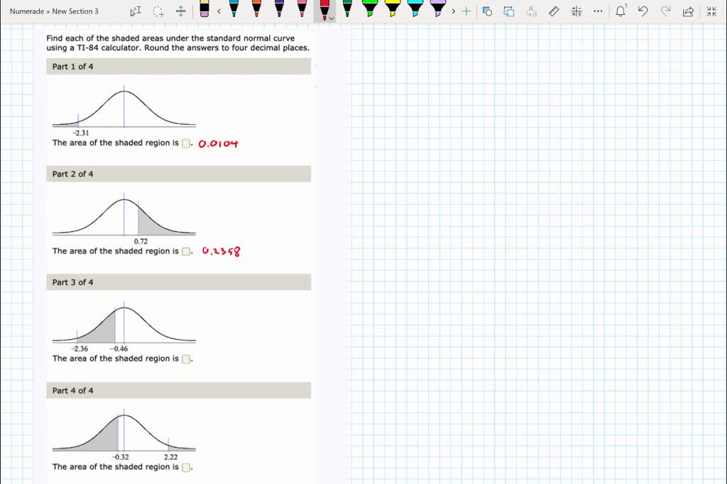SOLVED Find Each Of The Shaded Areas Under The Standard Normal Curve