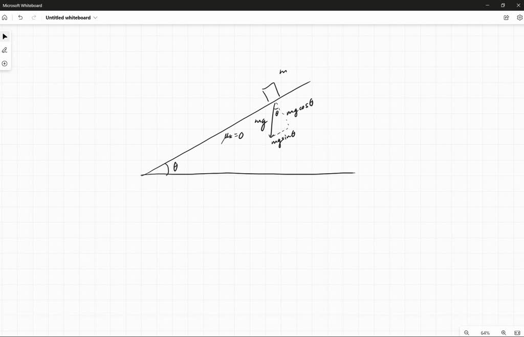 SOLVED: 1.) A block of mass m slides down a frictionless plane inclined at an angle theta with ...