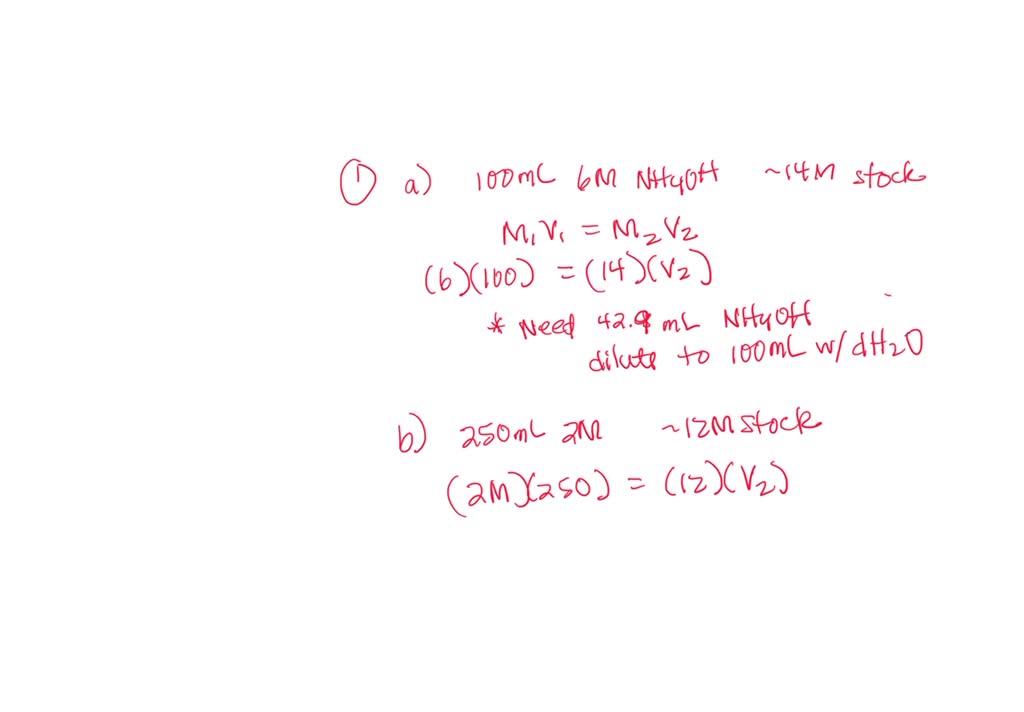 SOLVED: PROCEDURE: Preparation of Reagents: 100 mL of 6M NHOH (ammonium ...