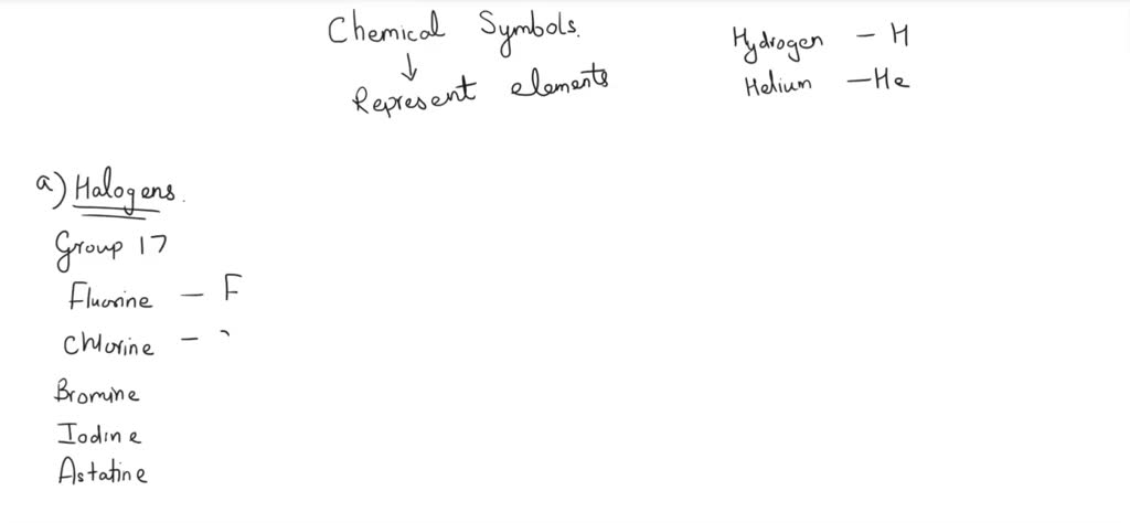 SOLVED: Write the chemical symbol for an element belonging to each of ...