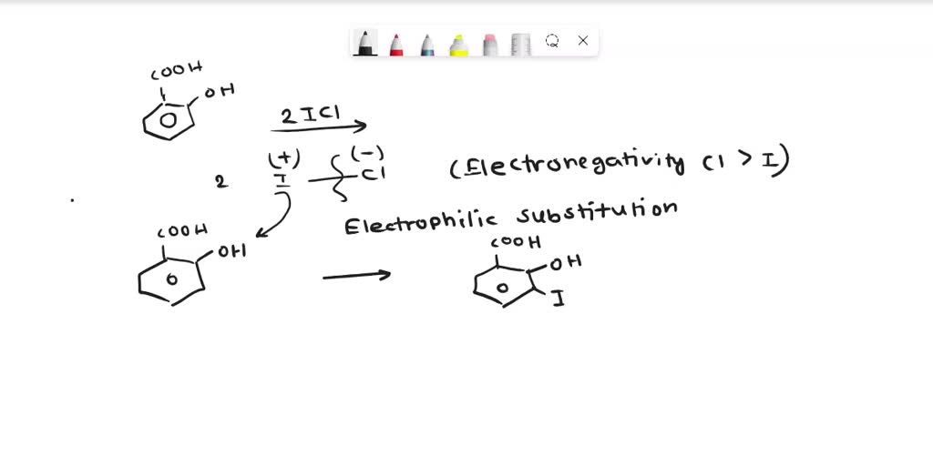 SOLVED: Salicylic acid reacts with two equivalents of ICl to give one ...