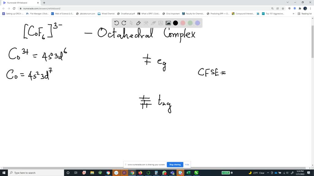 SOLVED: [CoF6]3- Draw the crystal field diagram Calculate the CFSE Draw ...