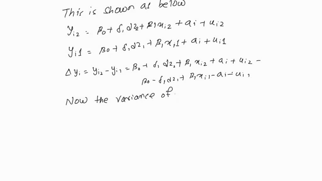 SOLVED: Consider the linear panel data model with individual-specific 'fixed' effects: Yit = Gi ...