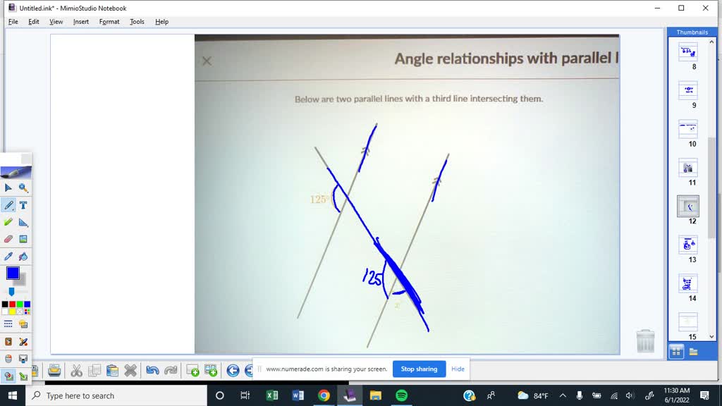 SOLVED: 'Below are two parallel lines with a third line intersecting them. Angle relationships ...