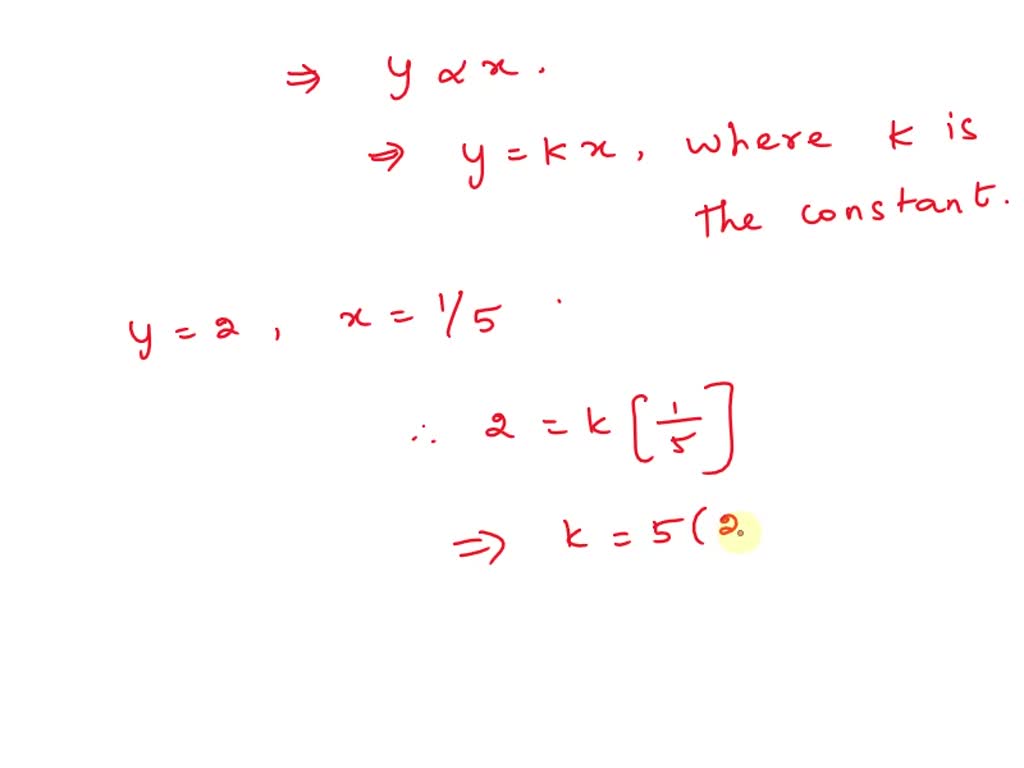 SOLVED: If y varies directly as x, find the constant of variation k and ...