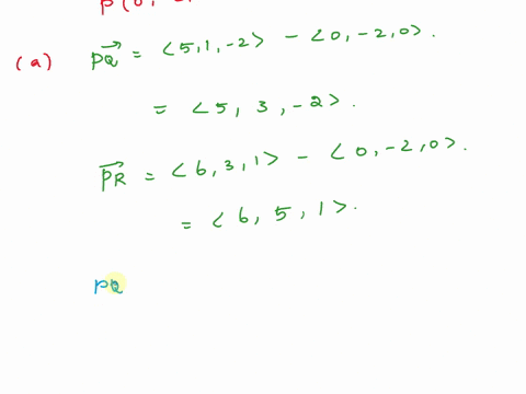 Consider the points below. P(2, 0, 2), Q(-2, 1, 3), R(5, 2, 4) (a) Find a nonzero vector ...