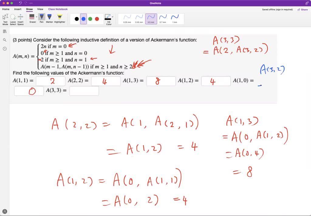 SOLVED: Consider the following inductive definition of a version of Ackermann's function: A(m,n ...