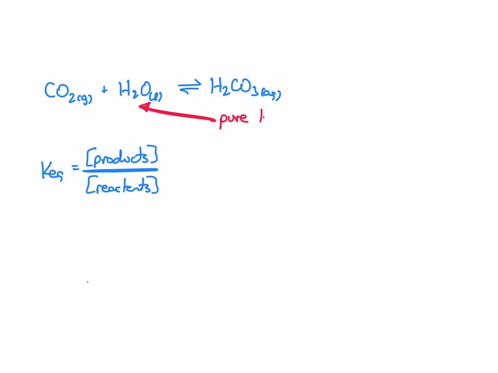 SOLVED: CO2(g) + H2O(l) ⇋ H2CO3(aq) ΔH = -178 kJ mol-1 a) Write the equilibrium constant for the ...