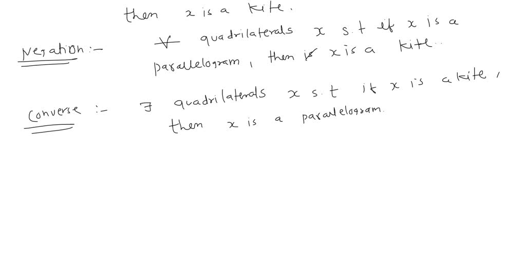 SOLVED: Write the negation, converse, inverse, and contrapositive for ...
