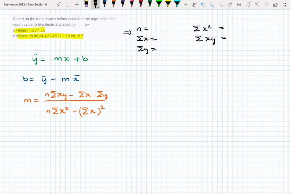 Solved The Data Set Below For Xand Y Results In The Following Estimated Regression Equation Y
