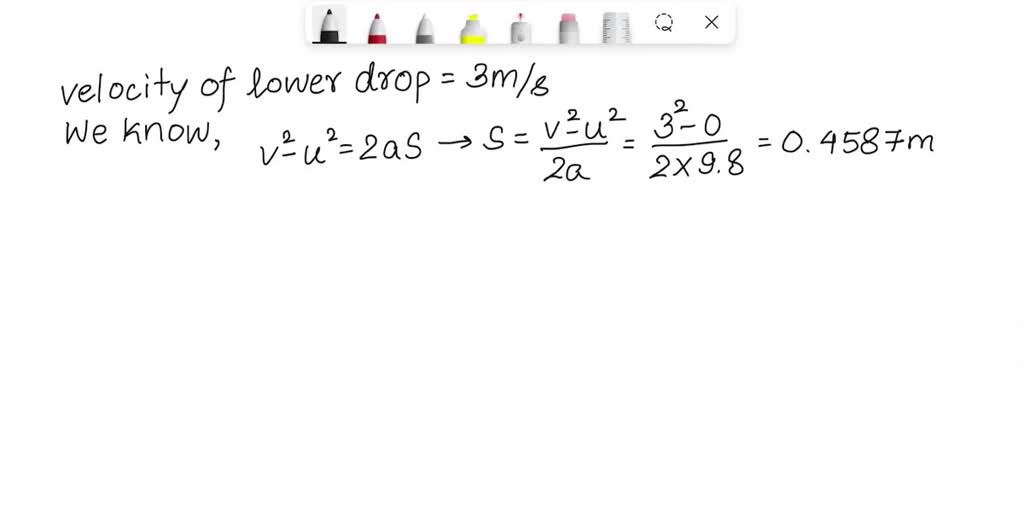 Water drips from a faucet at the rate of five drops per second as shown. Determine the vertical ...